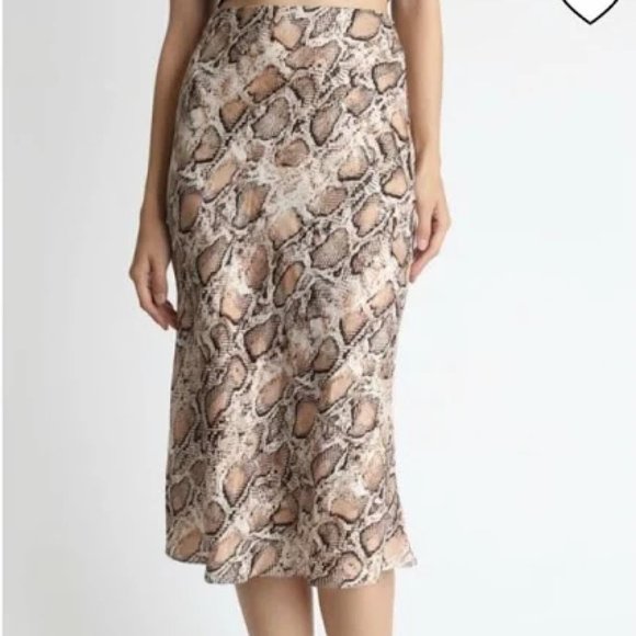 Aqua | Skirts | Snake Skin Print Silk Midi Skirt | Poshmark